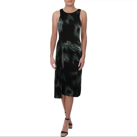Halston Heritage | Dresses | Halston Heritage Womens Black Pleated Faux ...
